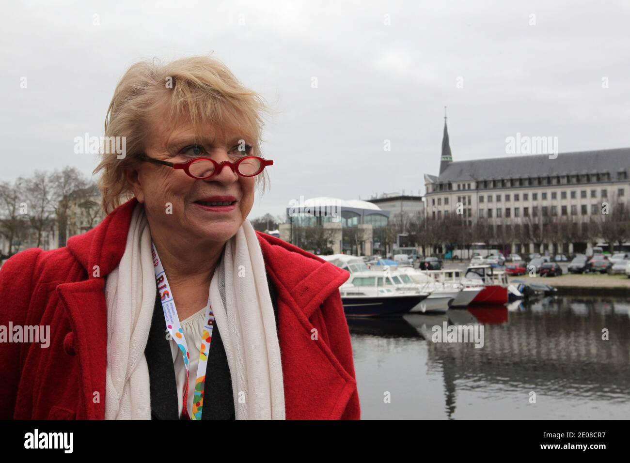 Green party (EELV) presidential candidate Eva Joly poses next to the ...