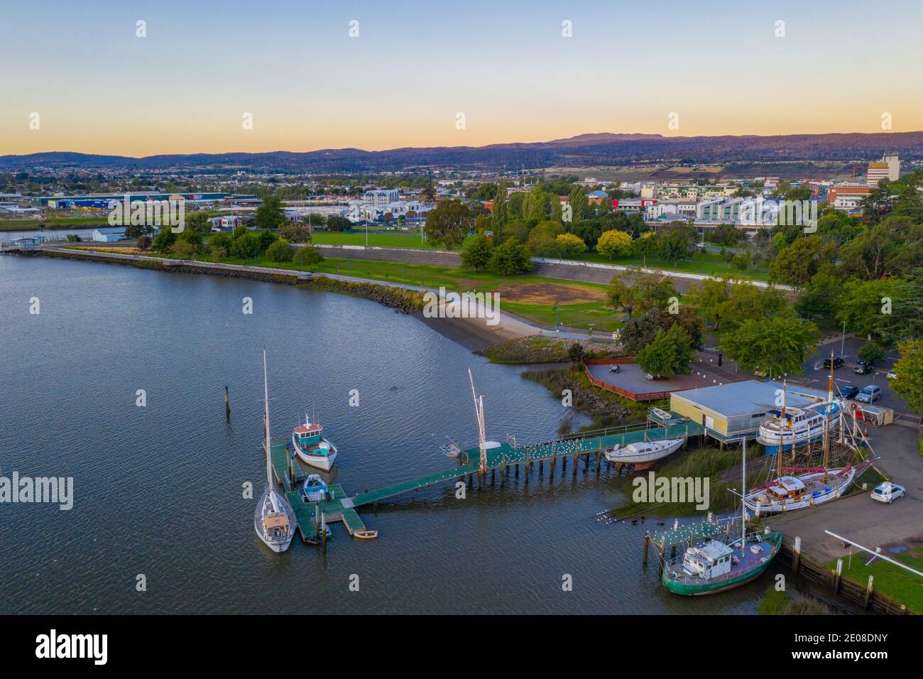 Aerial view of a port at Tamar river in Launceston, Australia Stock ...