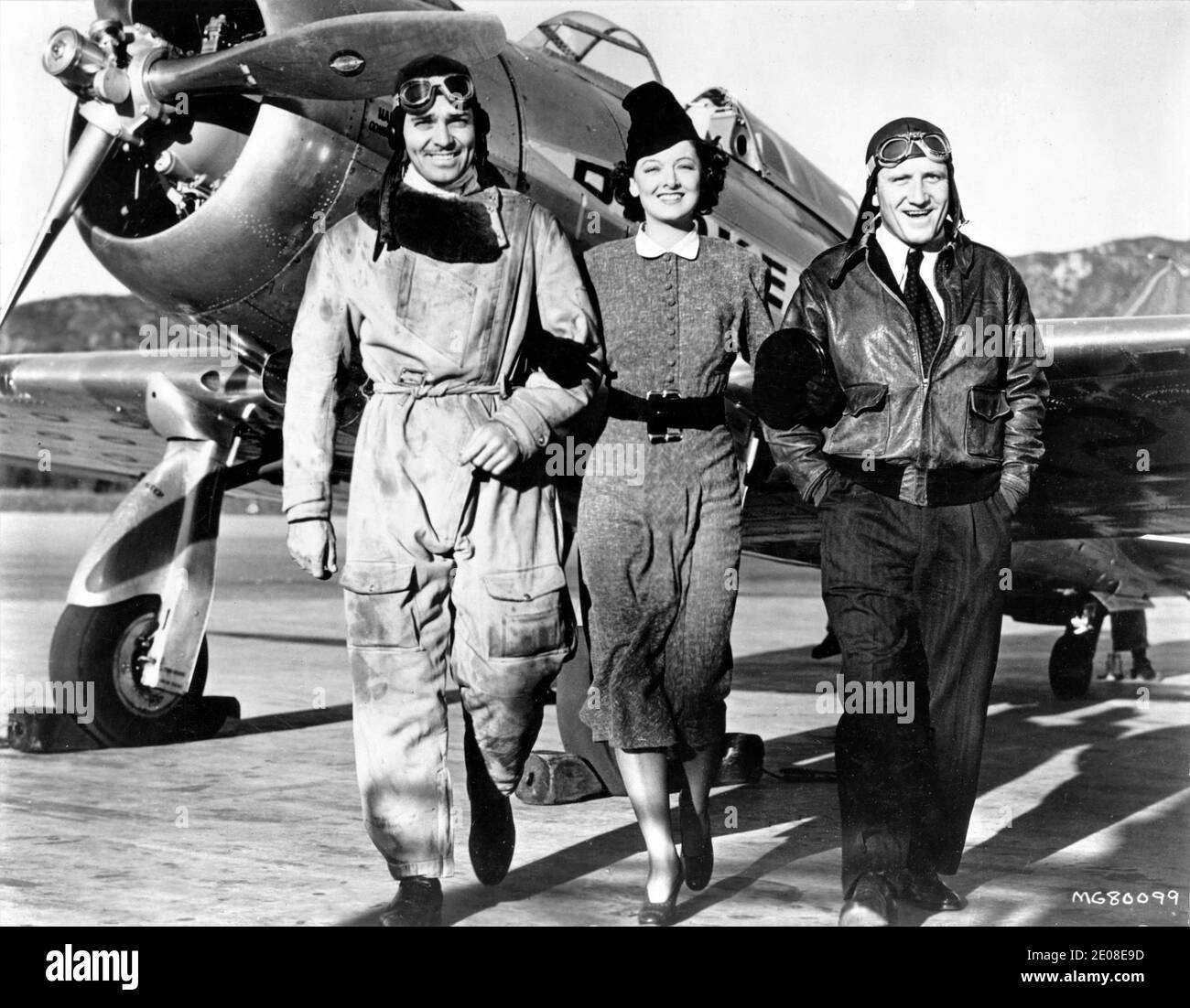 CLARK GABLE MYRNA LOY and SPENCER TRACY publicity pose for TEST PILOT ...