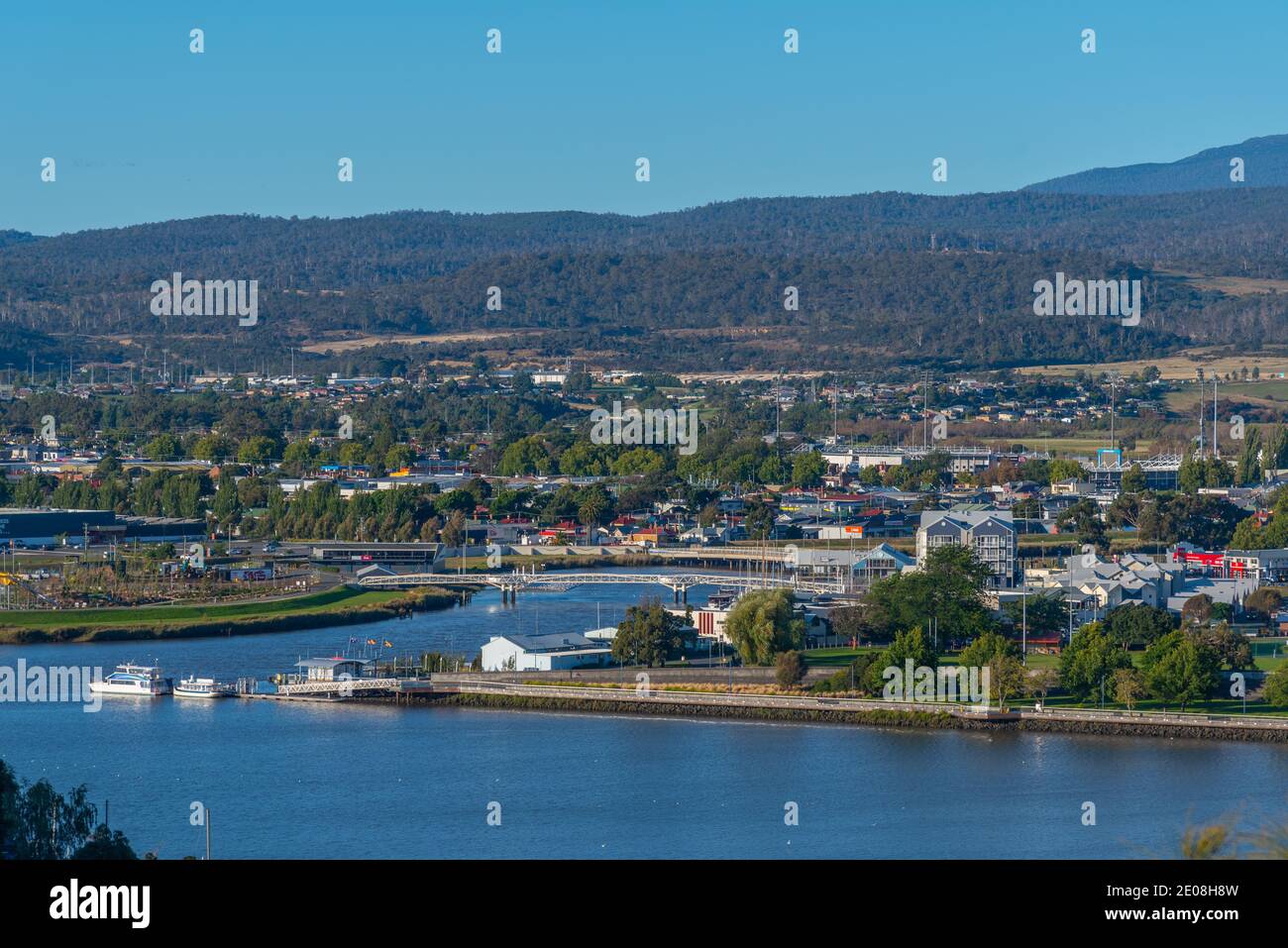 Aerial view of a port at Tamar river in Launceston, Australia Stock ...