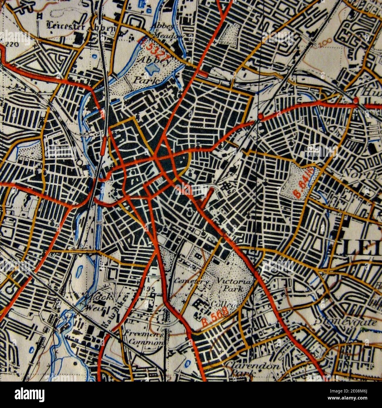 Leicester 1947 OS map Stock Photo - Alamy