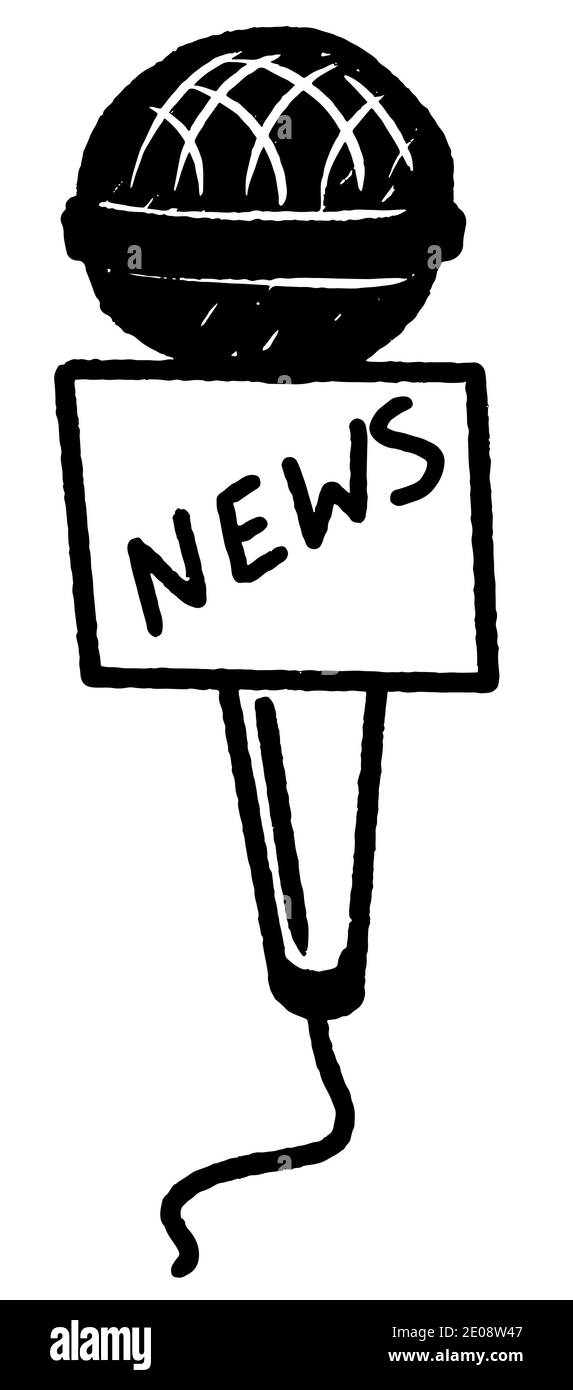 News microphone doodle icon. Hand drawn Vector illustration sketch ...