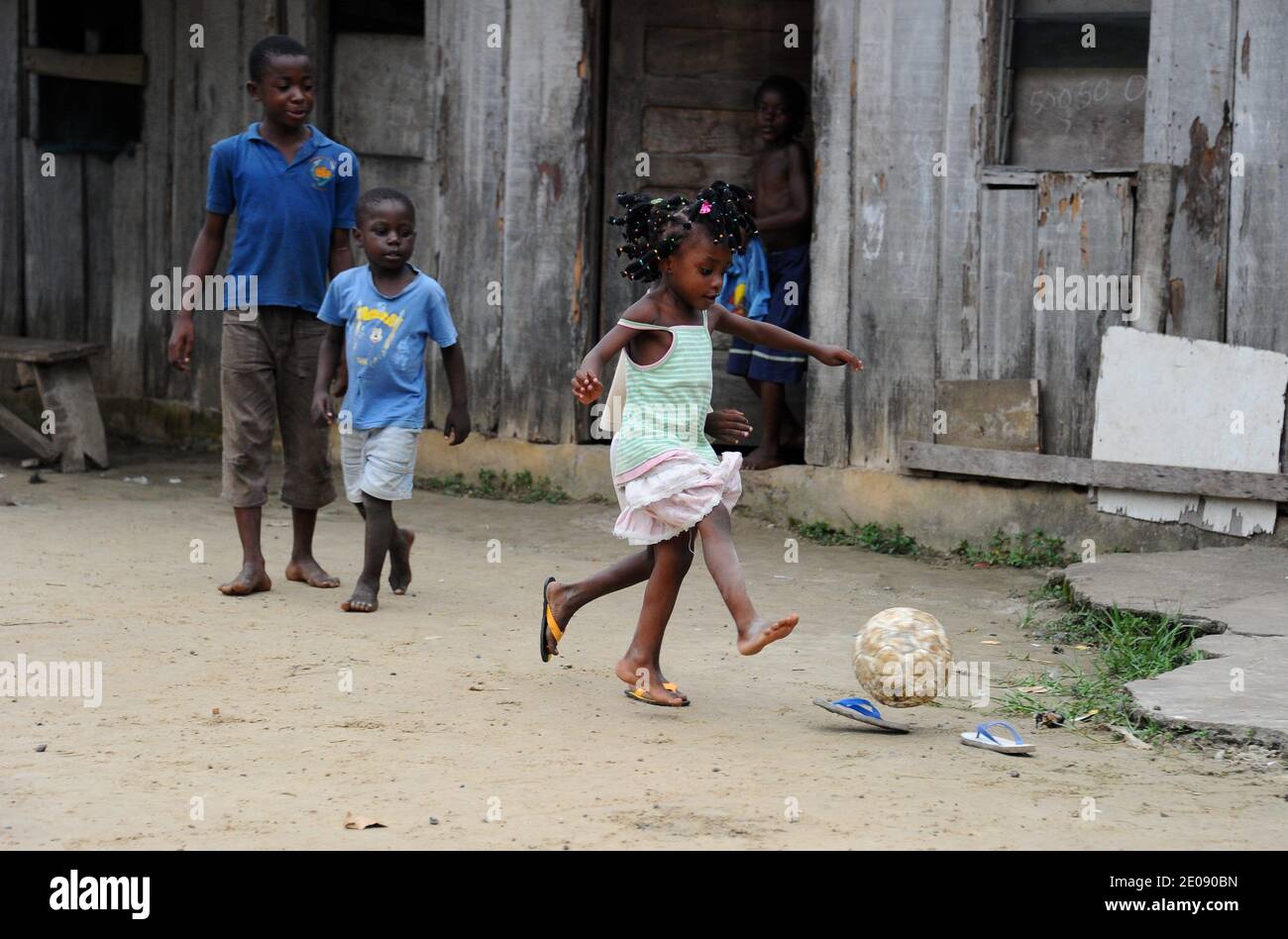 Illustration of children street soccer during the African Cup of ...