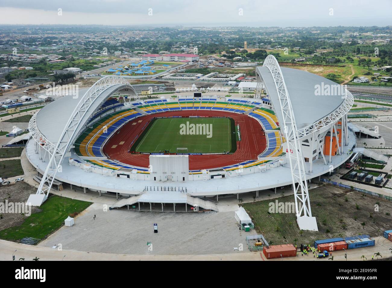 Aerial View of Stade de l'Amitie during the 2012 Africa Cup of Nations ...