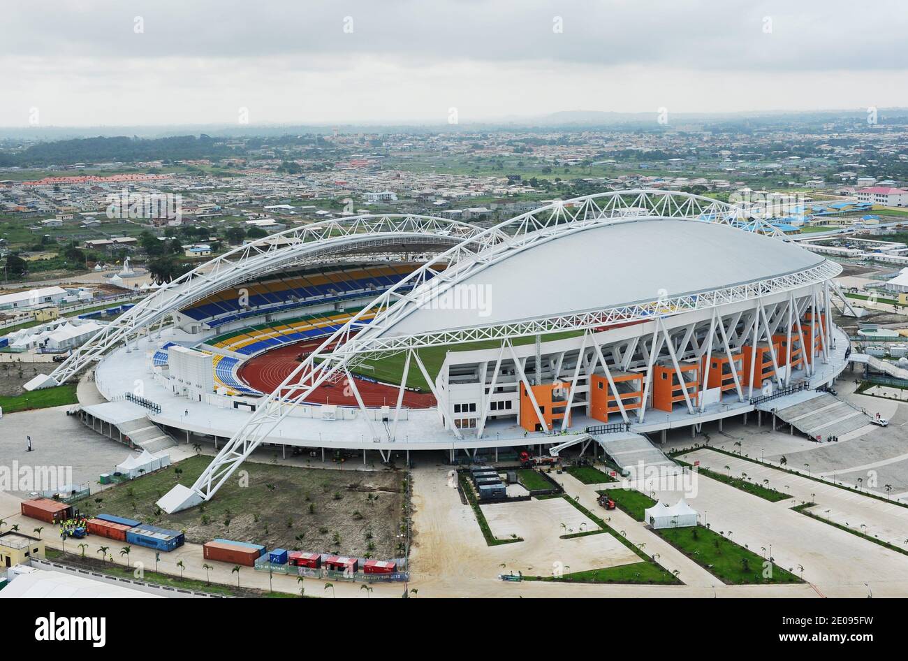 Aerial View of Stade de l'Amitie during the 2012 Africa Cup of Nations ...