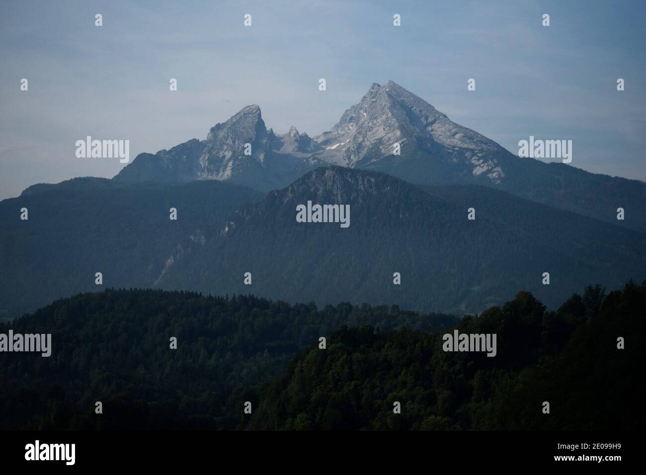Watzmann peak summit alpine mountain range seen from Berchtesgaden ...