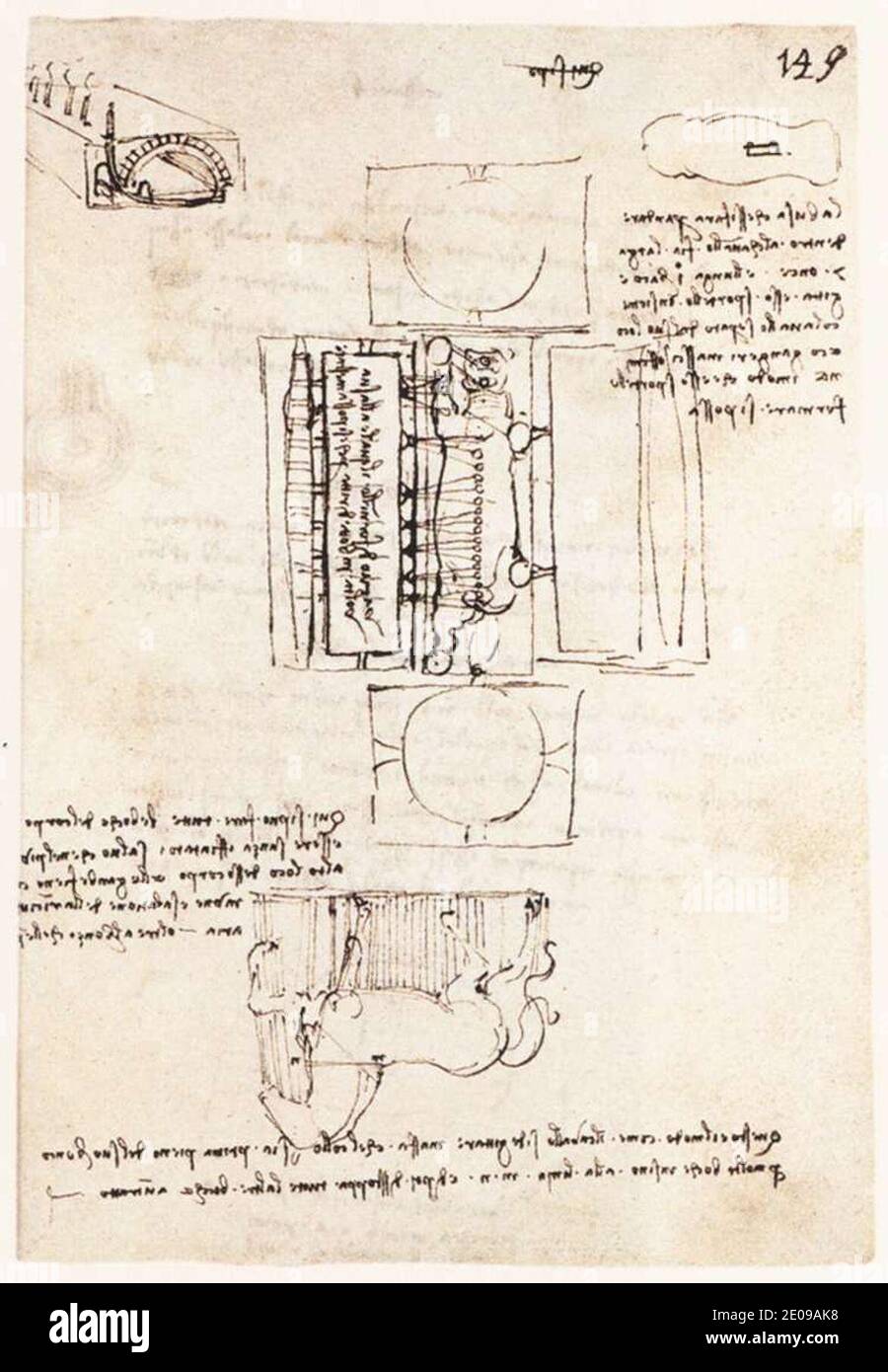 Leonardo da Vinci - Manuscript page on the Sforza monument Stock Photo ...