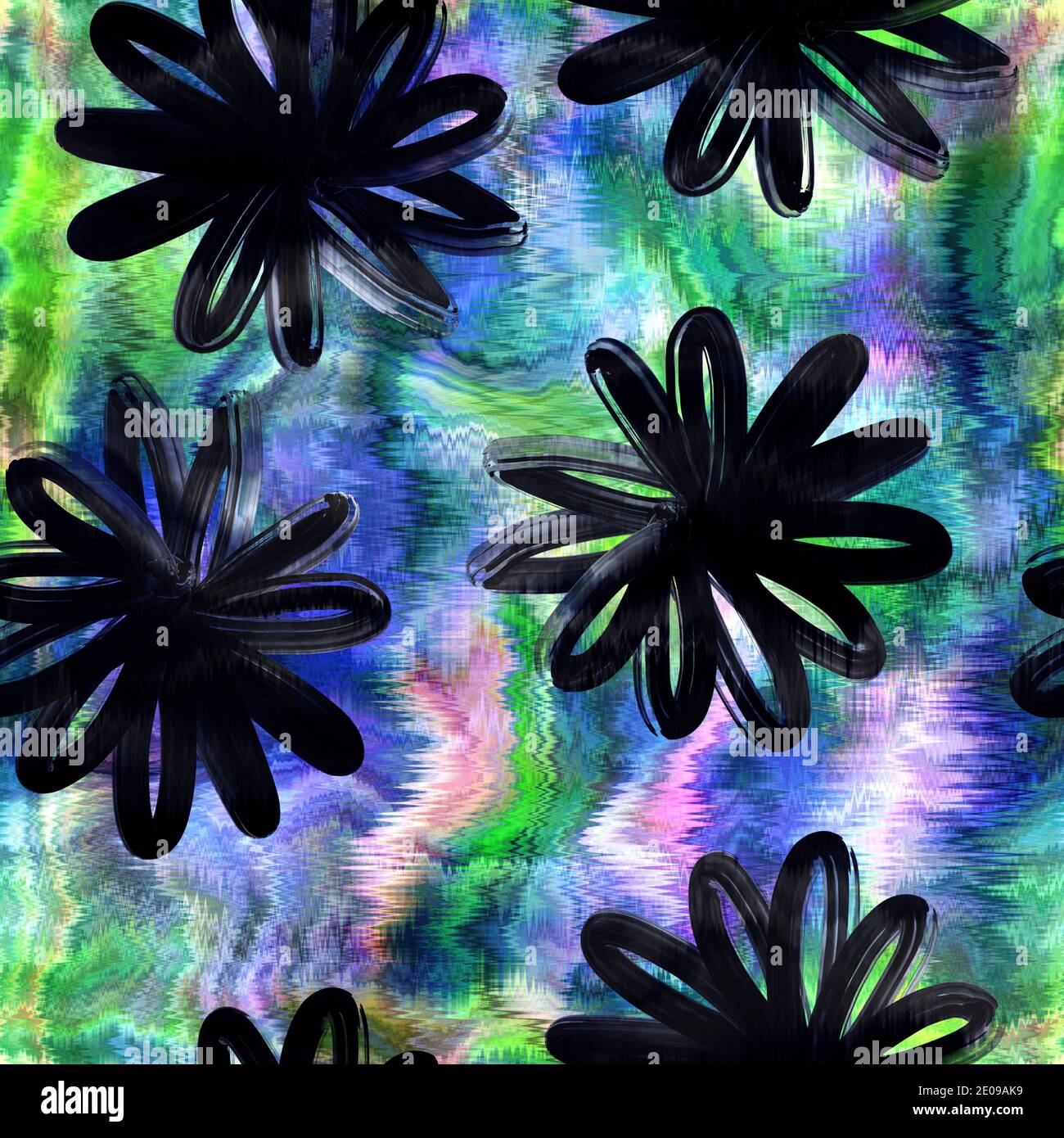 Seamless abstract color blobs with floral overlay Stock Photo - Alamy