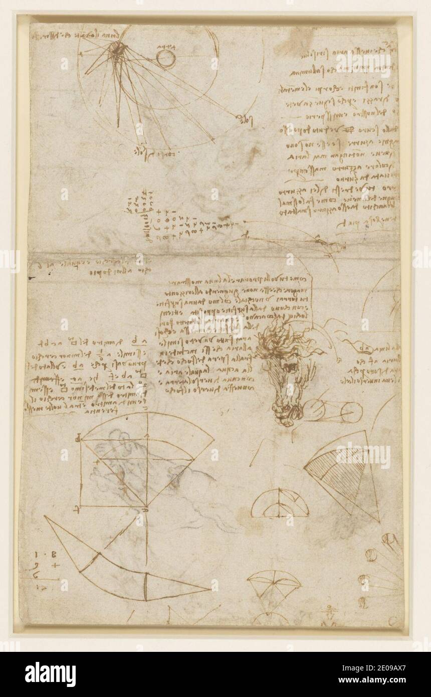 Leonardo da Vinci - Verso Notes and diagrams on astronomy and geometry ...