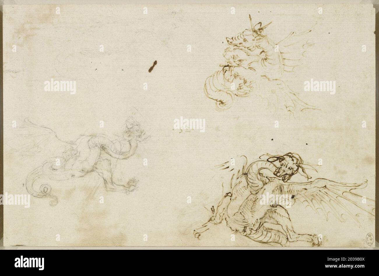 Leonardo da Vinci - Recto Studies of dragons Stock Photo - Alamy