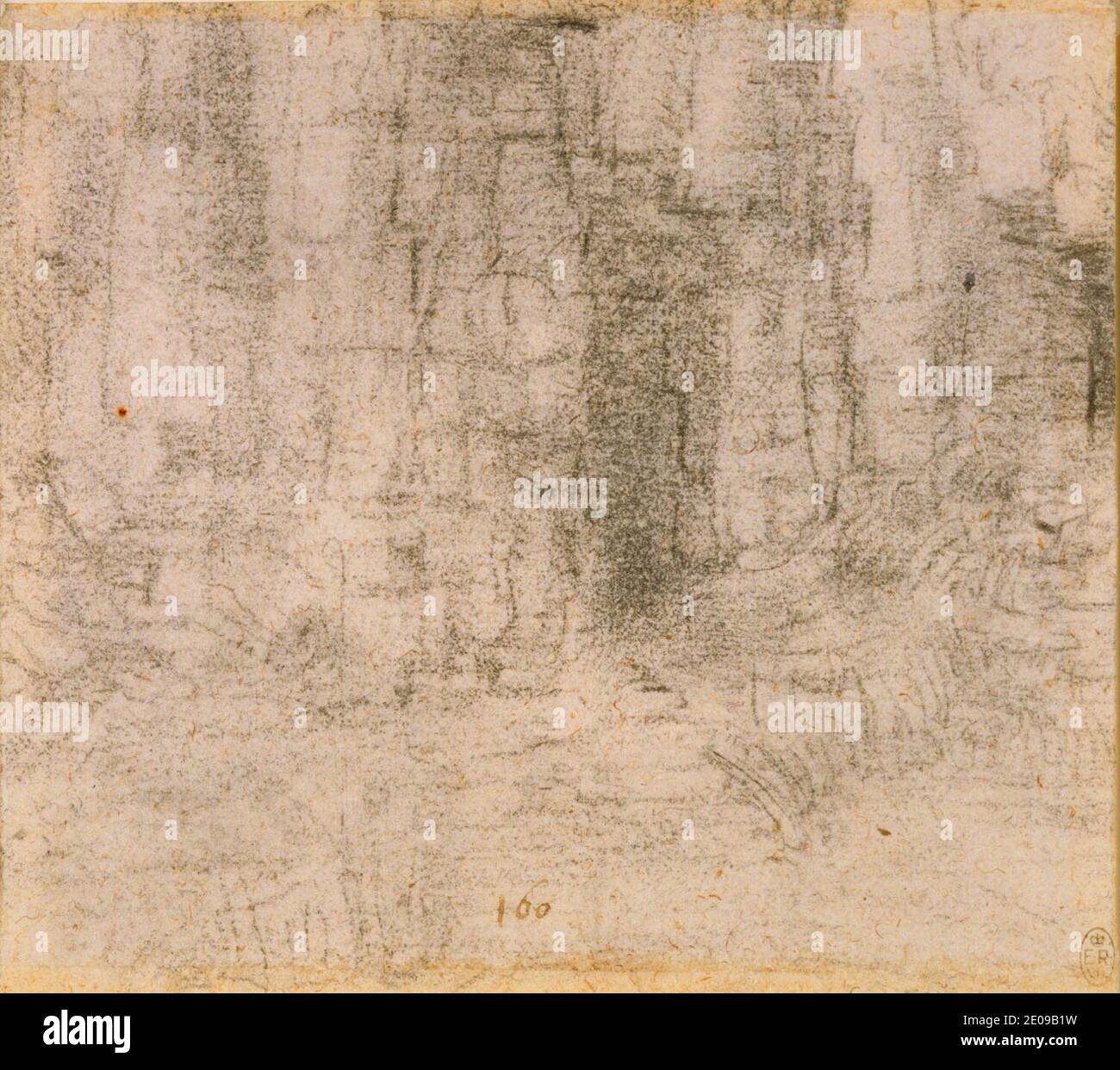Leonardo da Vinci - A cliff-face with water below c.1517-18 Stock Photo ...