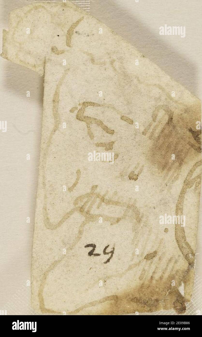 Leonardo da Vinci - A grotesque face of a man in profile c.1490 Stock ...