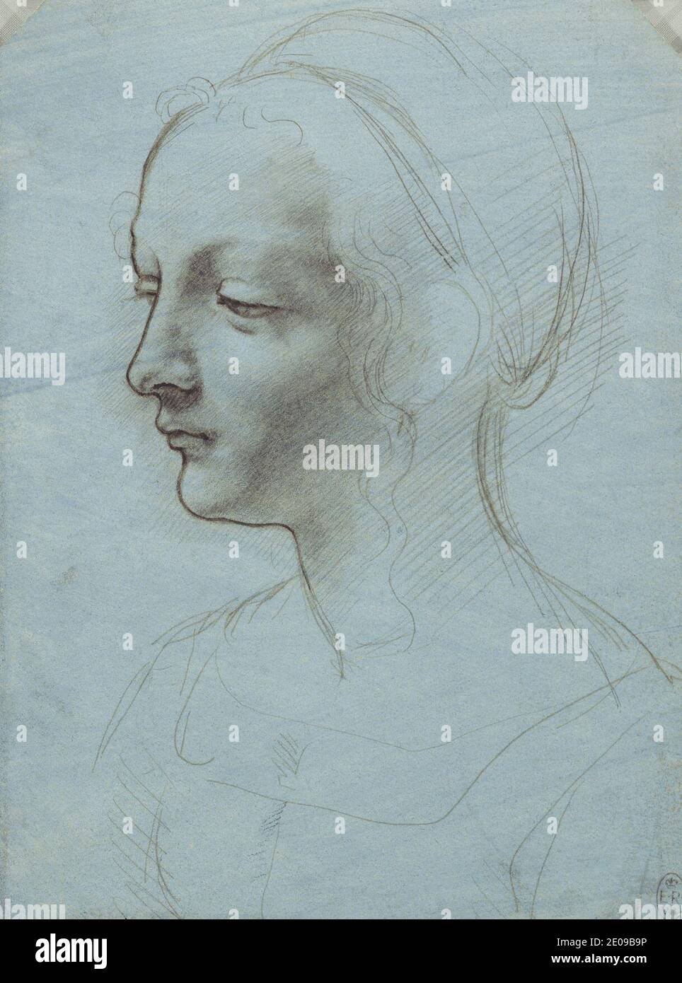 Leonardo da Vinci - The head and shoulders of a woman, almost in ...