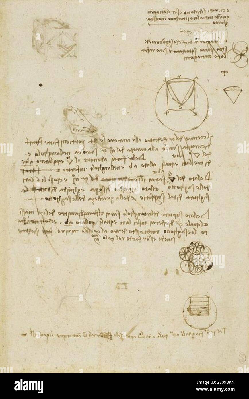 Leonardo da Vinci - Recto Studies of geometry Stock Photo - Alamy