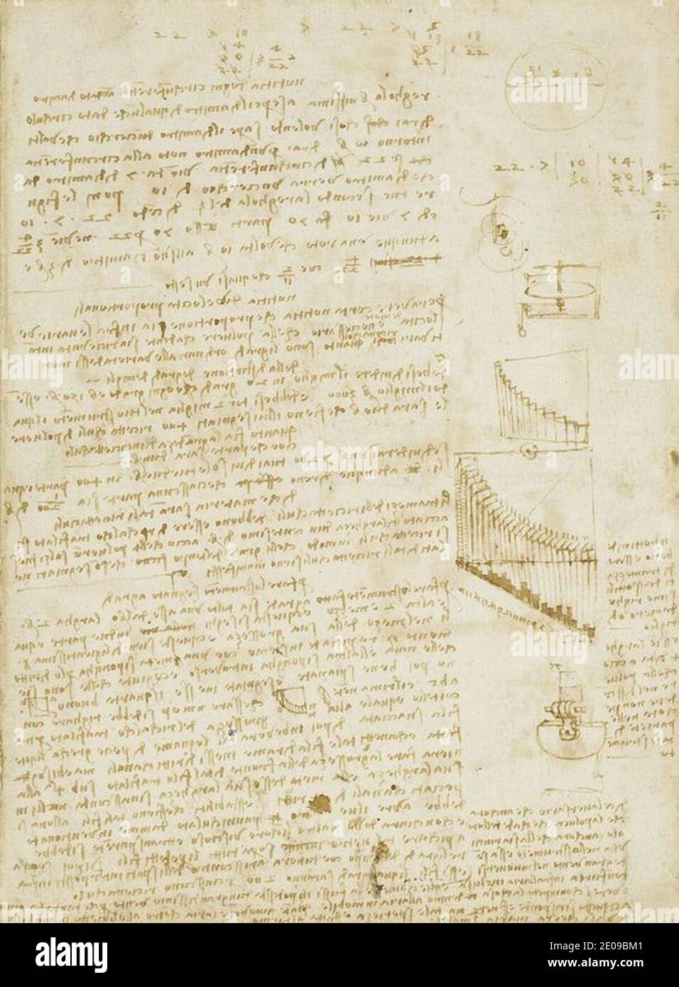 Leonardo da Vinci - Verso A sheet of notes, diagrams of graded pipes ...