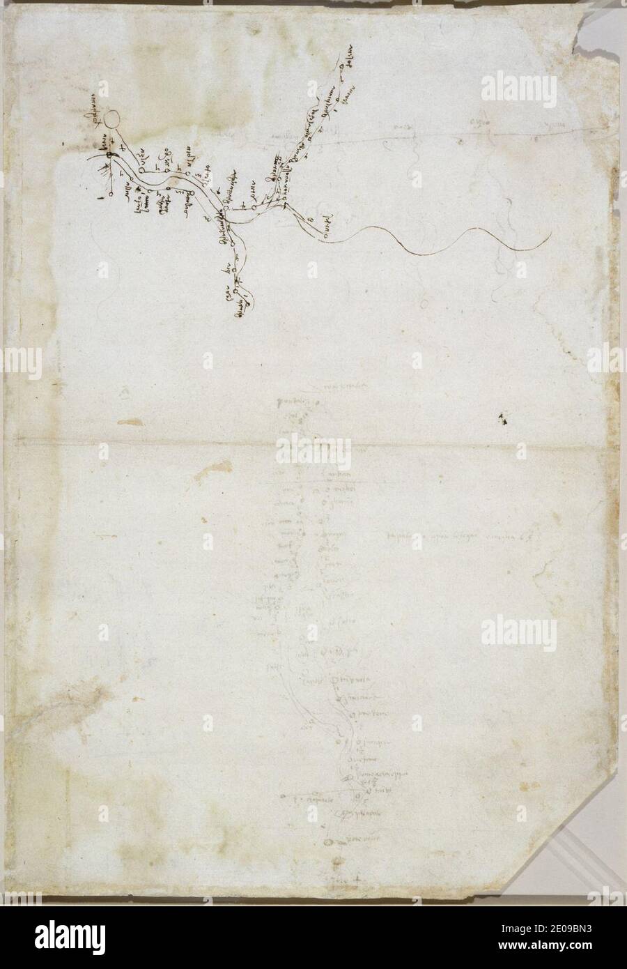 Leonardo da Vinci - v, Sketch-maps of the course of the river Oglio ...