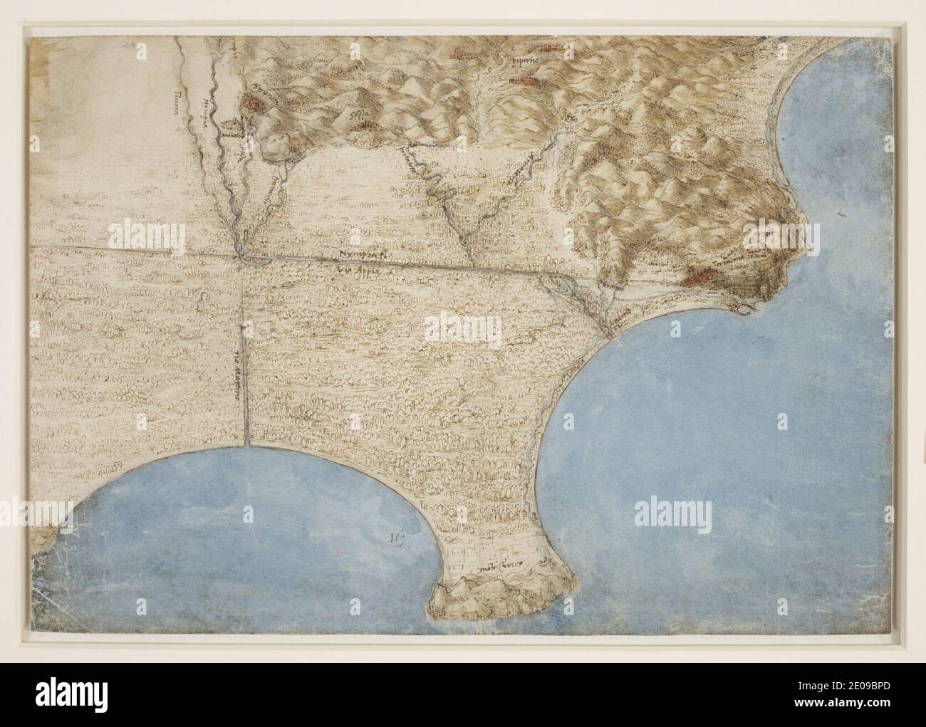 Leonardo da Vinci - A map of the Pontine marshes c.1514-15 Stock Photo ...