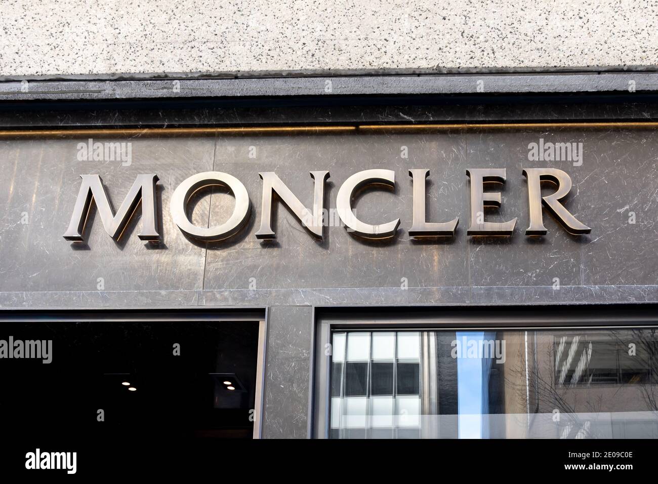 Toronto, Canada - March 4, 2019: Close up of Moncler store sign Stock ...