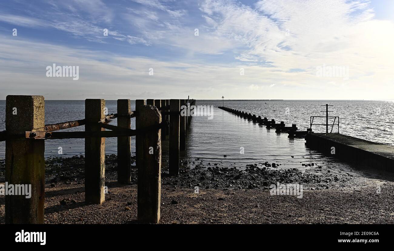 Shoeburyness. United Kingdom. 30 December 2020. Shoeburyness east beach ...