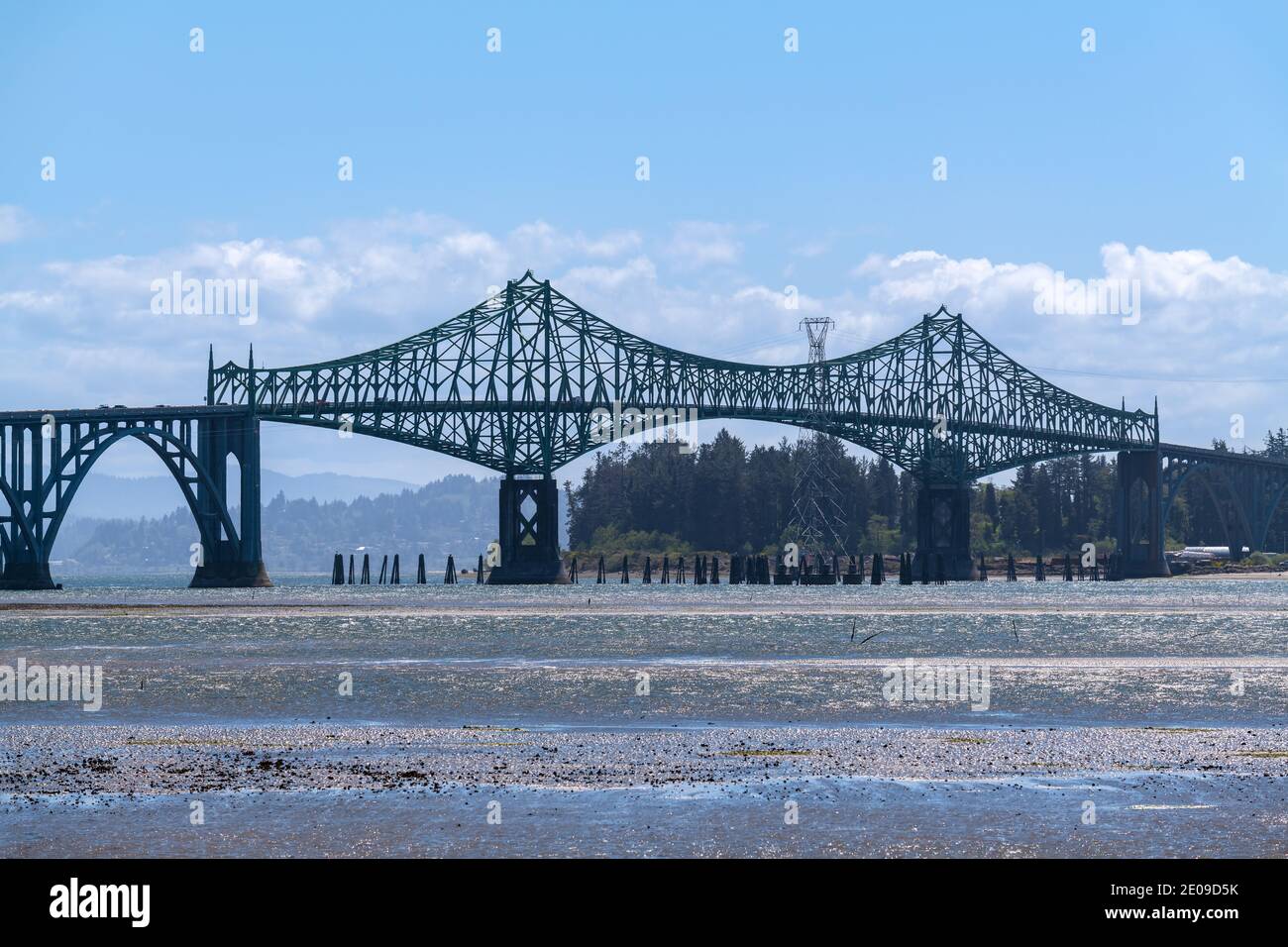 A silhouetted section of the McCullough Memorial Bridge near North Bend ...