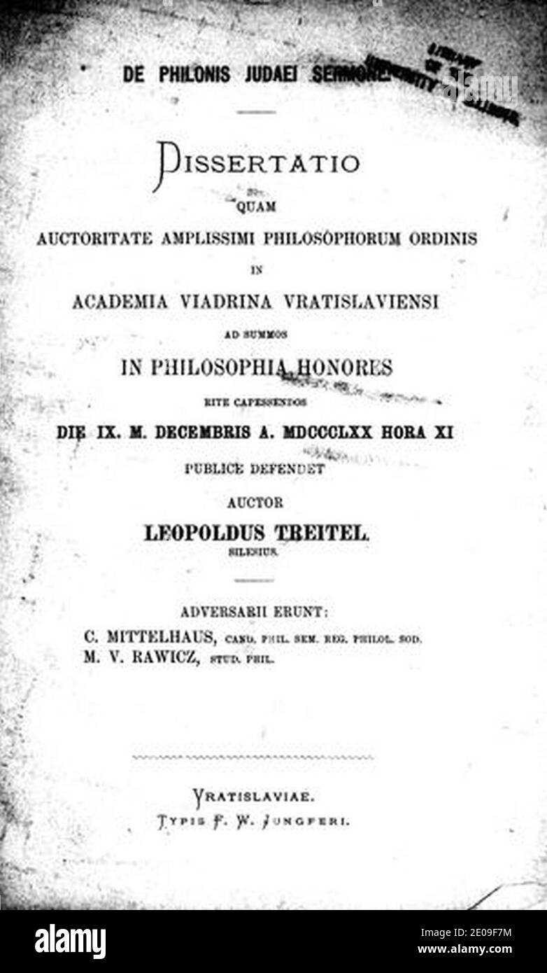Leopold Treitel dissertation Stock Photo - Alamy