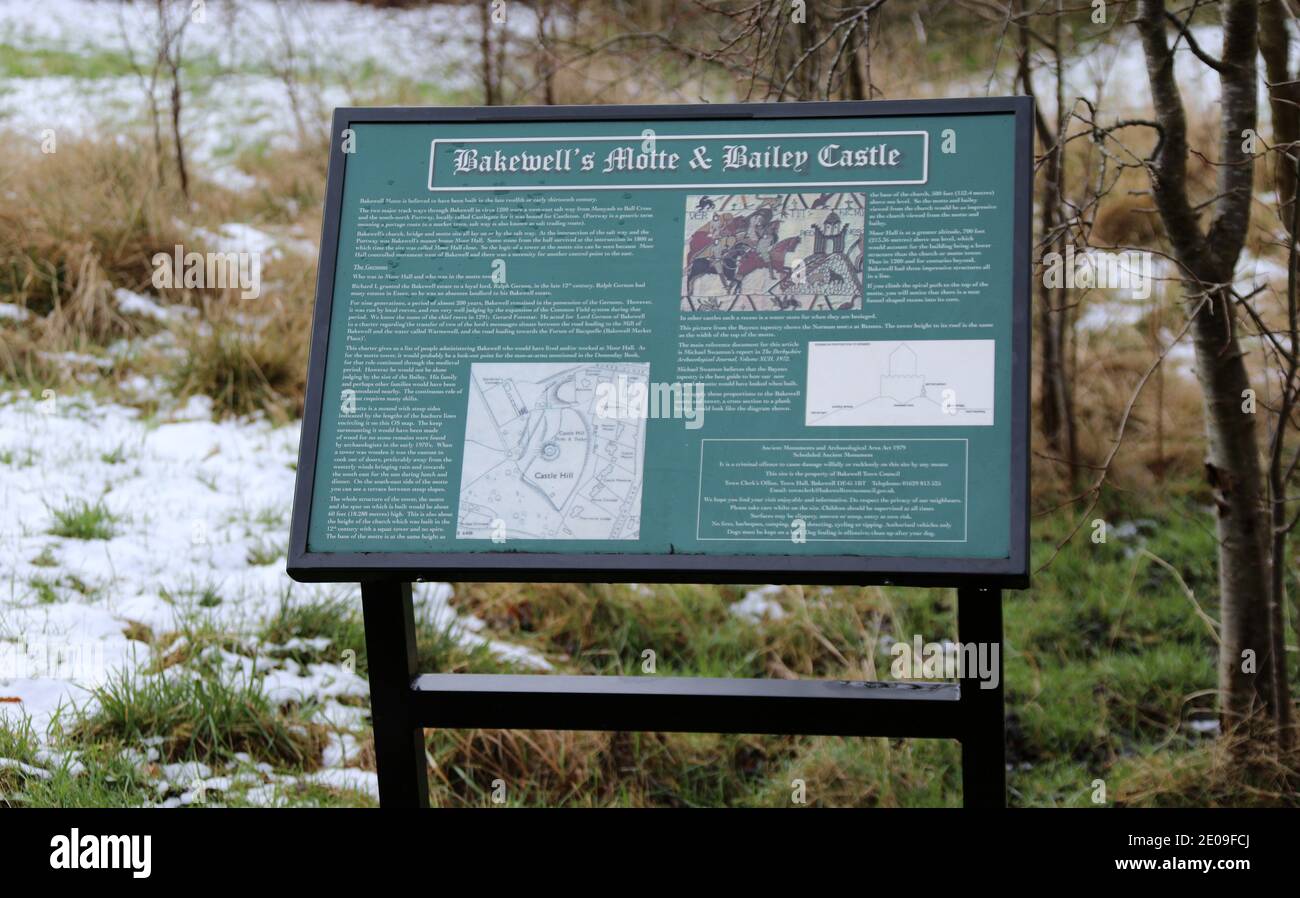 Tourist information board at Bakewell Motte and Bailey Castle in the ...