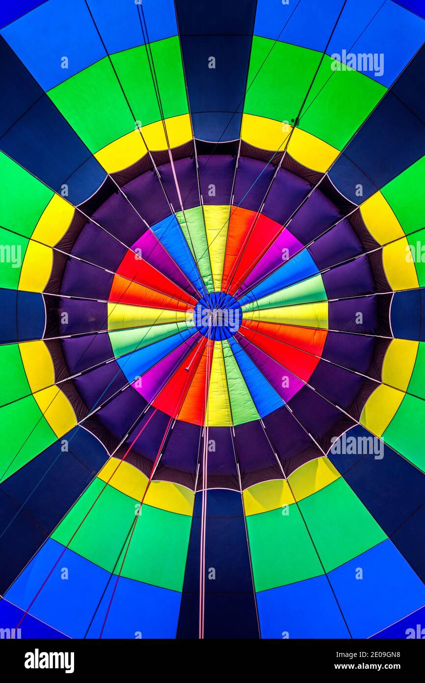 Colorful symmetrical inside of a hot air balloon Stock Photo - Alamy
