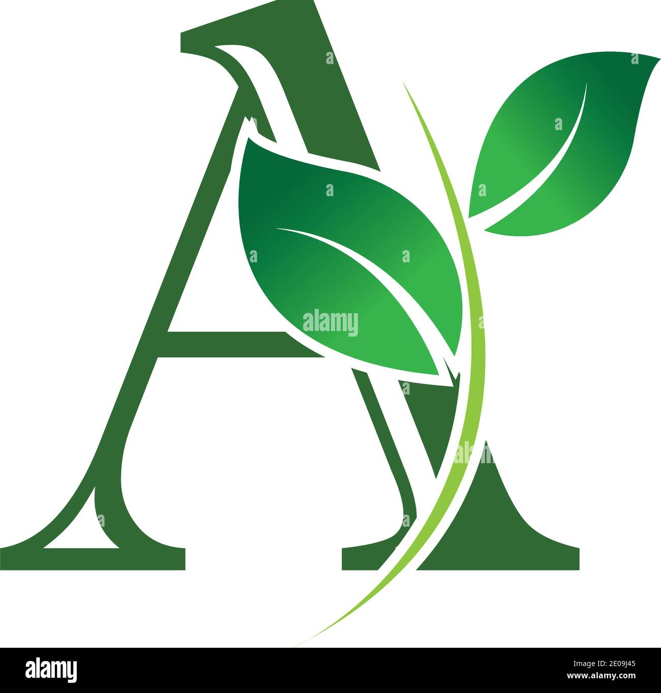 Green eco letters A logo with leaves. /symbol / alphabet / botanical ...
