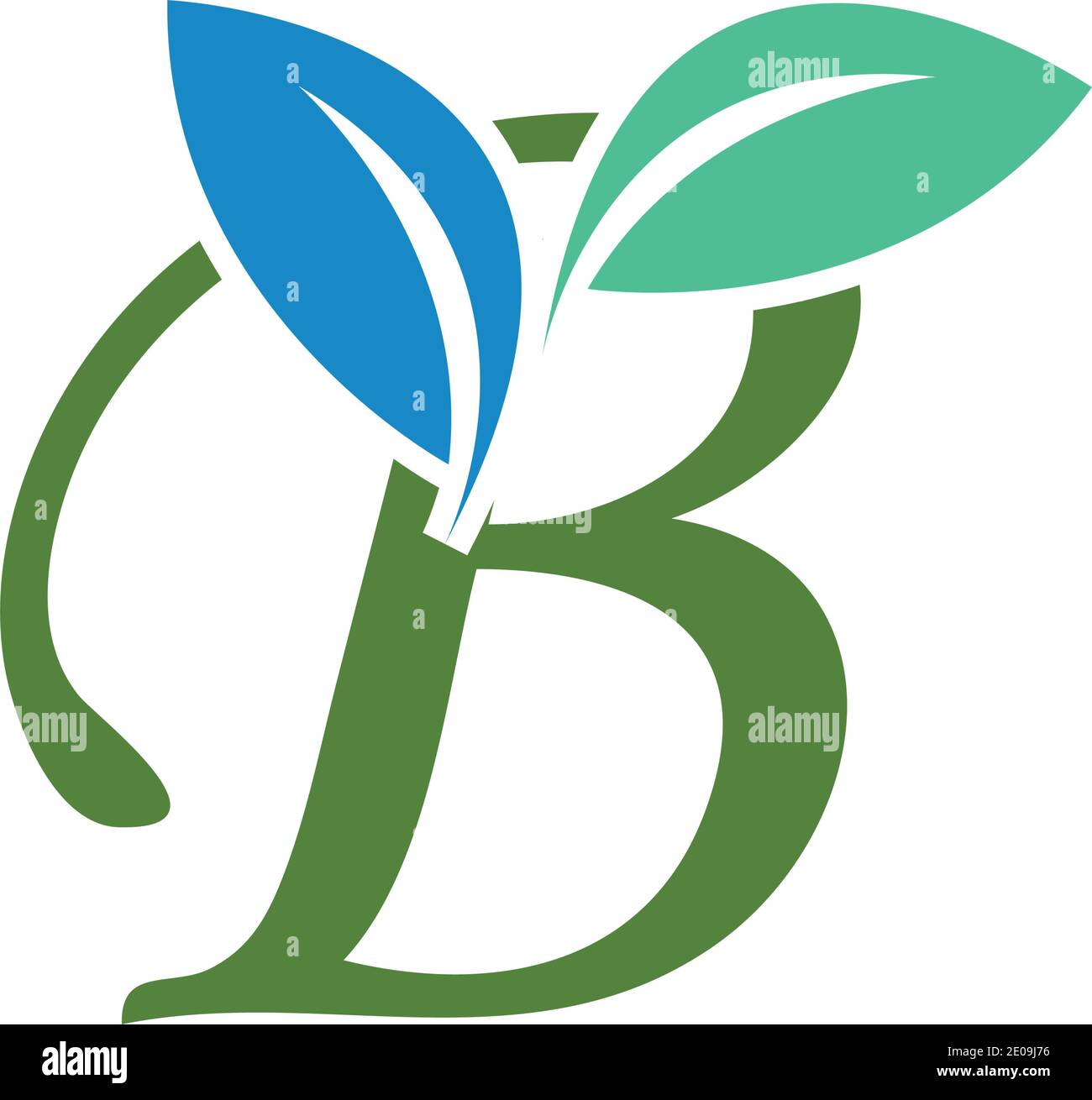 Green leaf and letter B monogram logo design vector Stock Vector Image ...