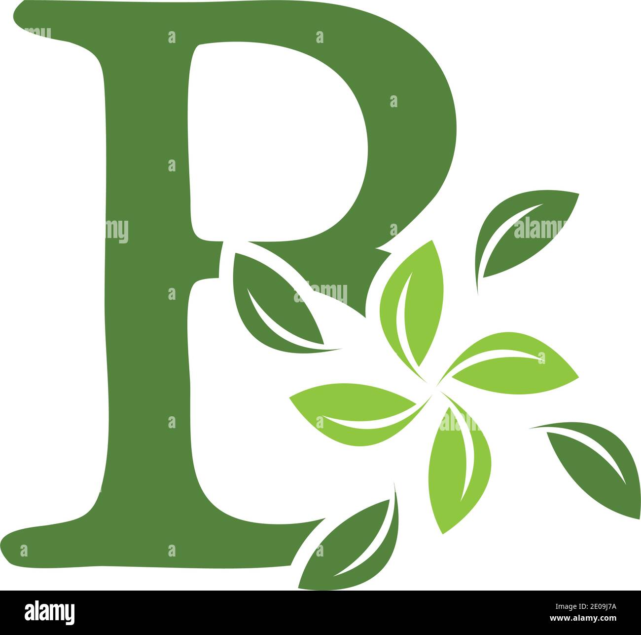 Green leaf and letter B monogram logo design vector Stock Vector Image ...