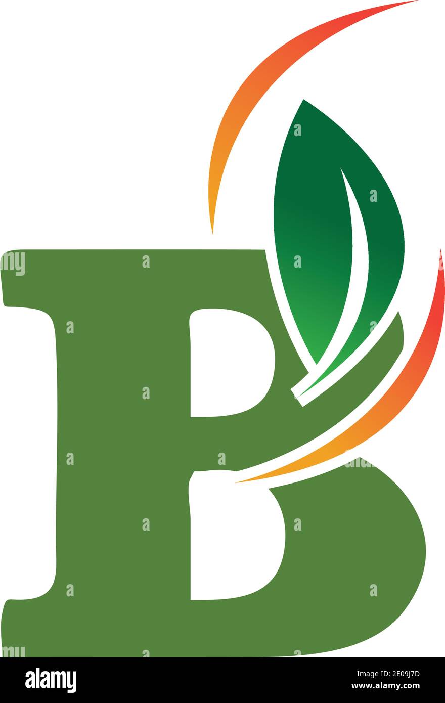 Green leaf and letter B monogram logo design vector Stock Vector Image ...