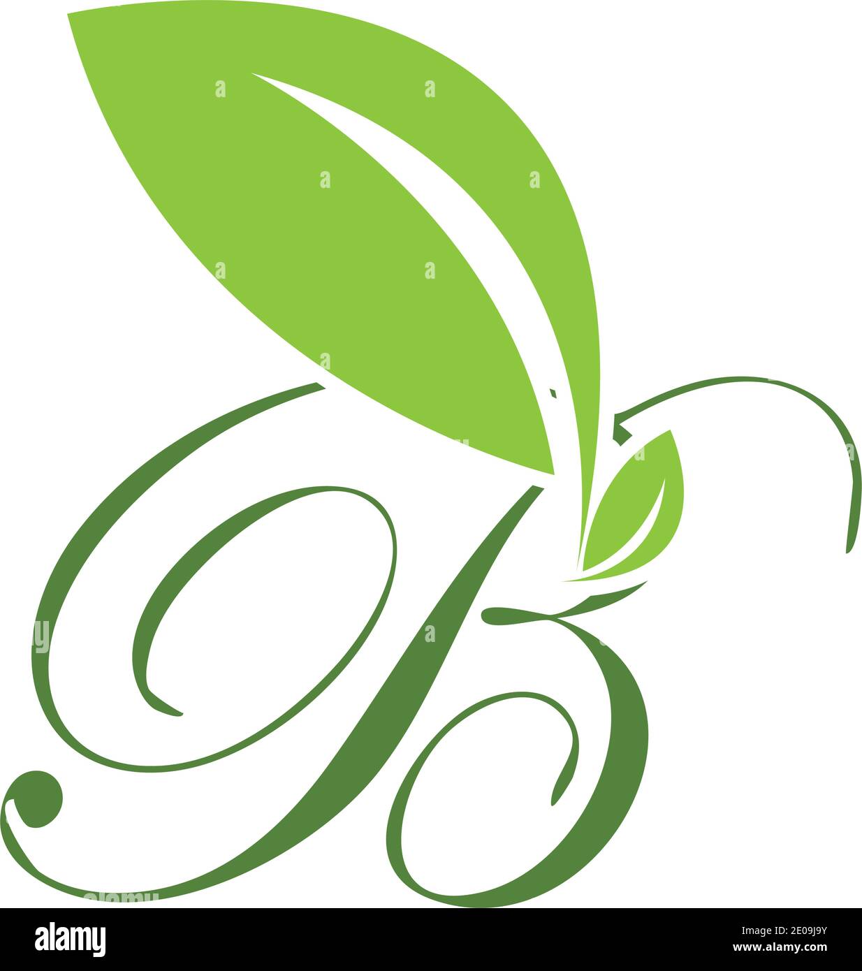 Green leaf and letter B monogram logo design vector Stock Vector Image ...