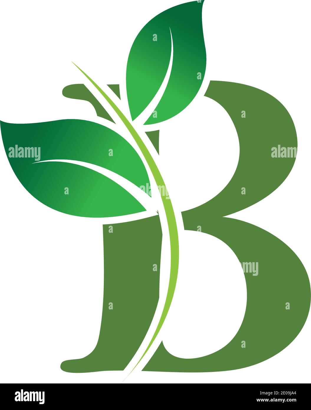 Green leaf and letter B monogram logo design vector Stock Vector Image ...