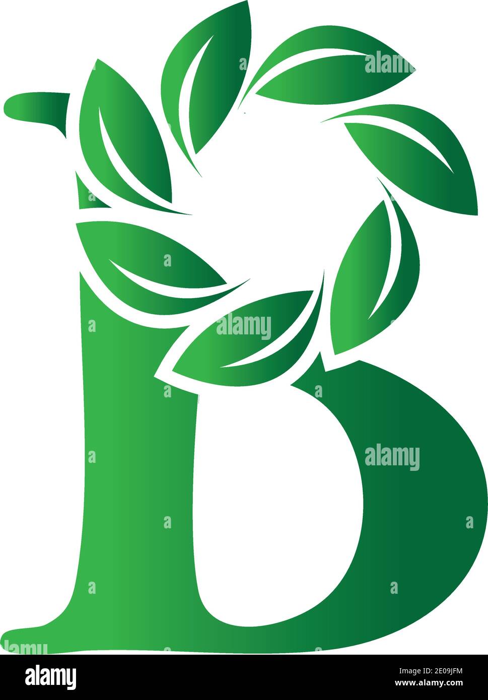 Green leaf and letter B monogram logo design vector Stock Vector Image ...