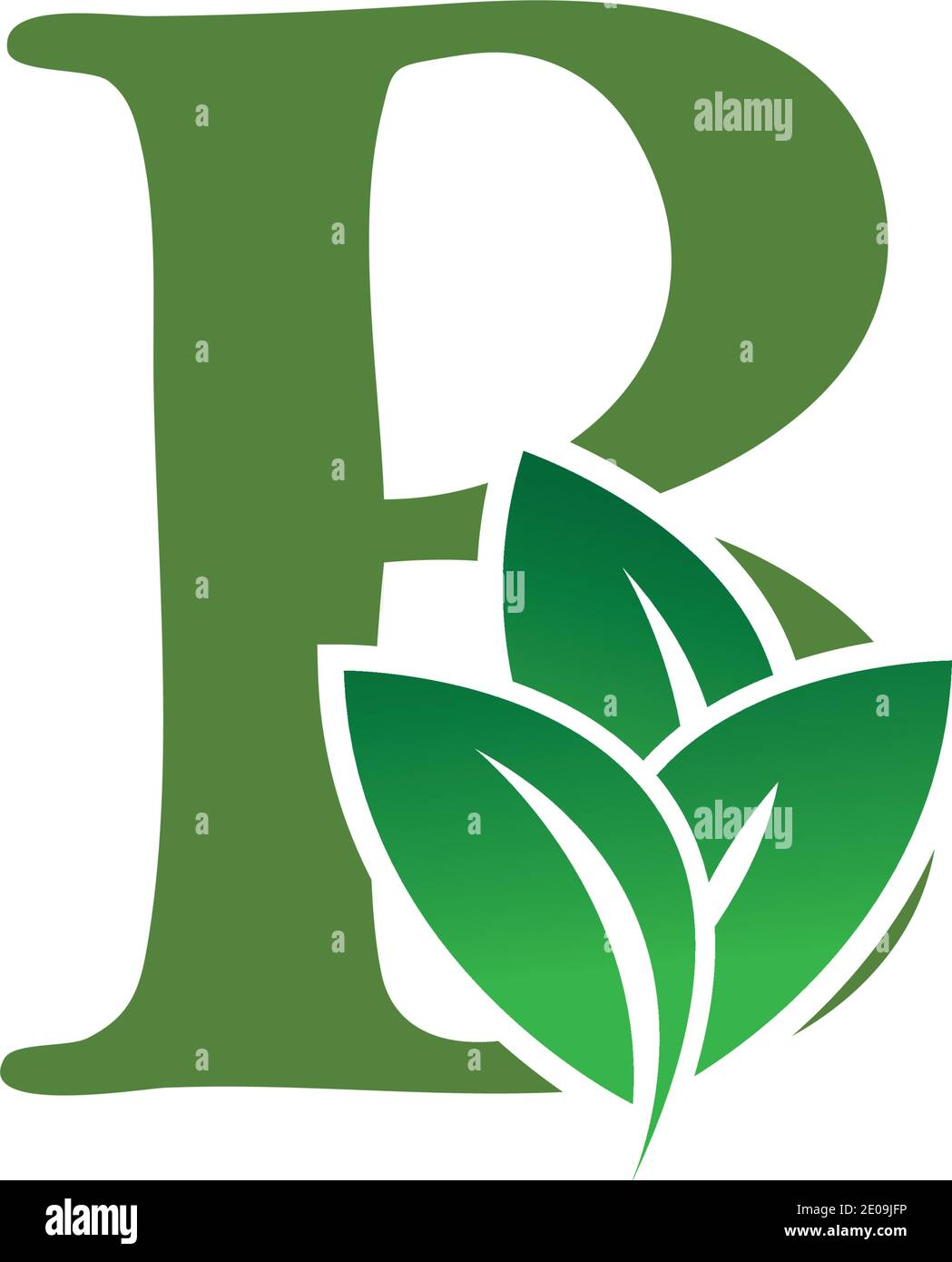 Green leaf and letter B monogram logo design vector Stock Vector Image ...