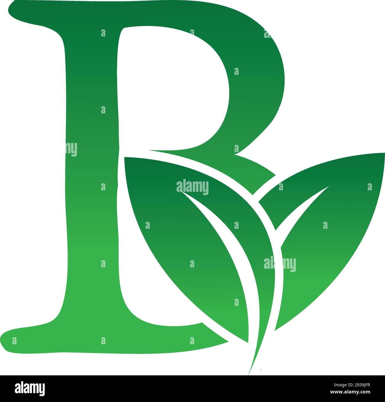 Green leaf and letter B monogram logo design vector Stock Vector Image ...