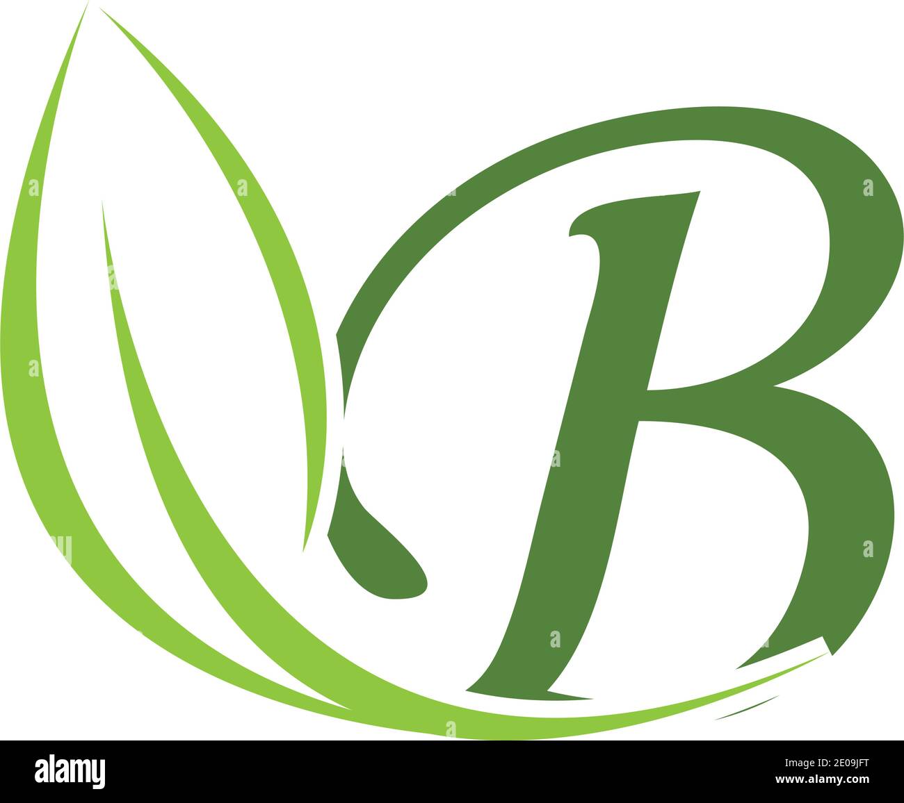 Green leaf and letter B monogram logo design vector Stock Vector Image ...