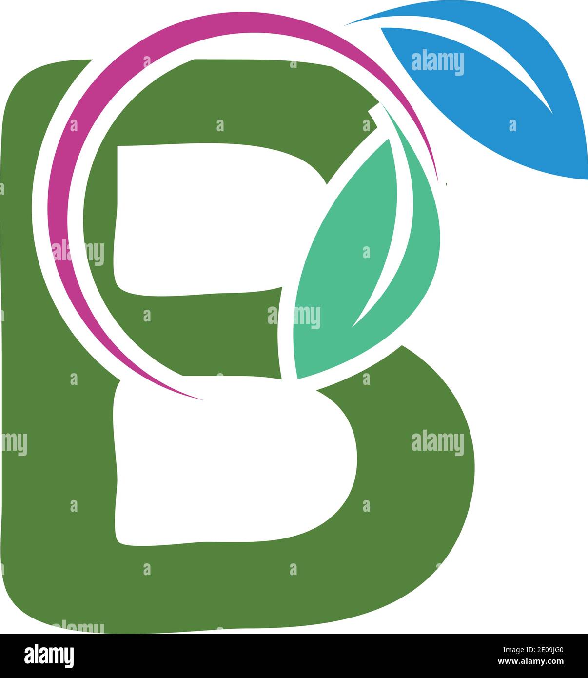 Green leaf and letter B monogram logo design vector Stock Vector Image ...