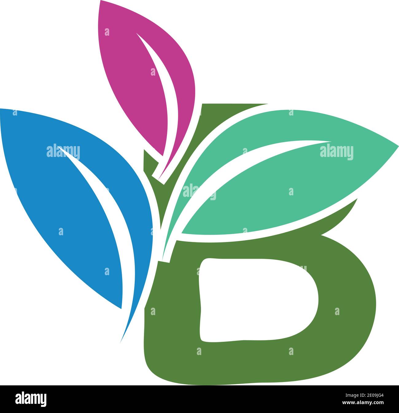 Green leaf and letter B monogram logo design vector Stock Vector Image ...