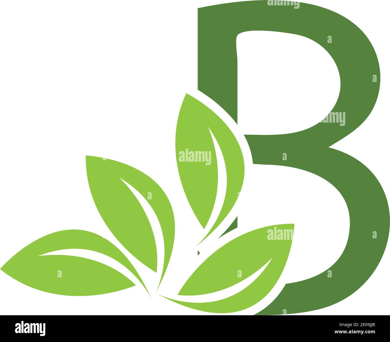 Green leaf and letter B monogram logo design vector Stock Vector Image ...