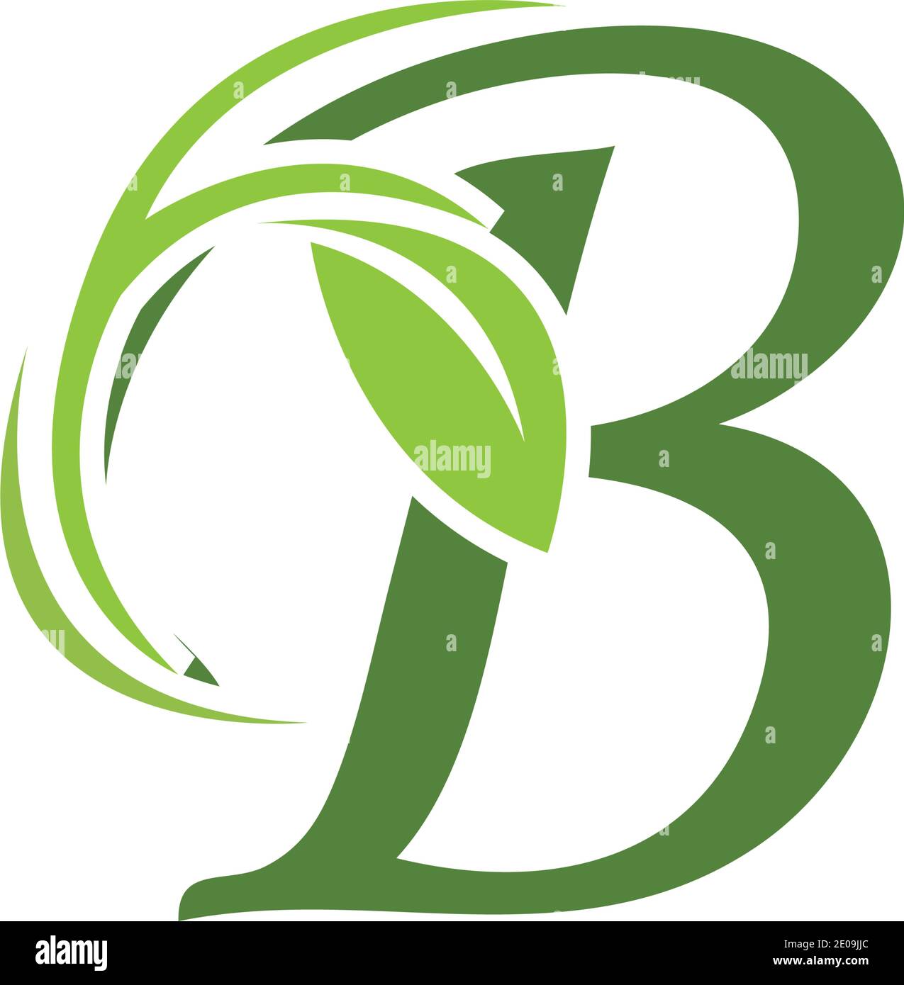 Green leaf and letter B monogram logo design vector Stock Vector Image ...