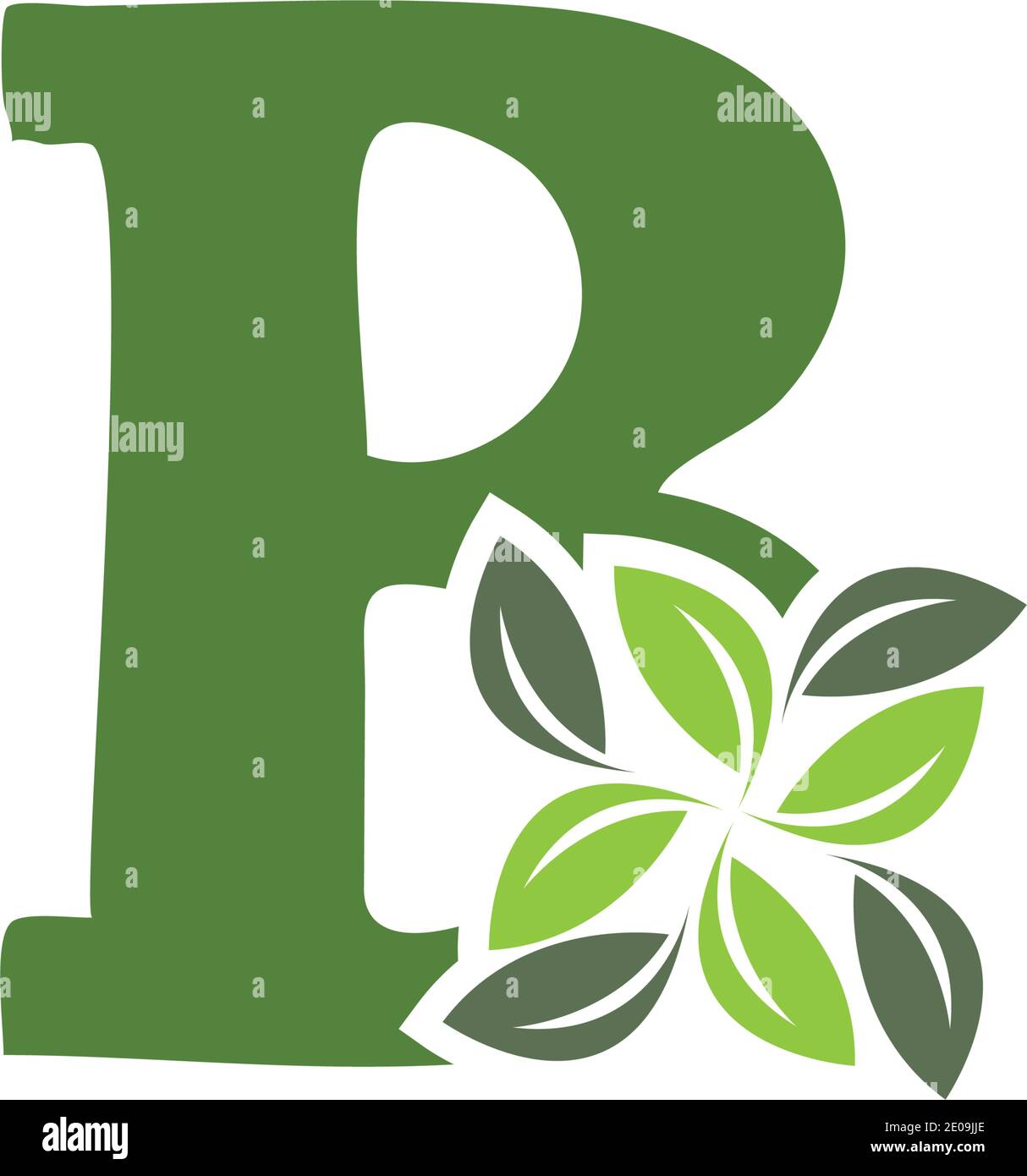 Green leaf and letter B monogram logo design vector Stock Vector Image ...