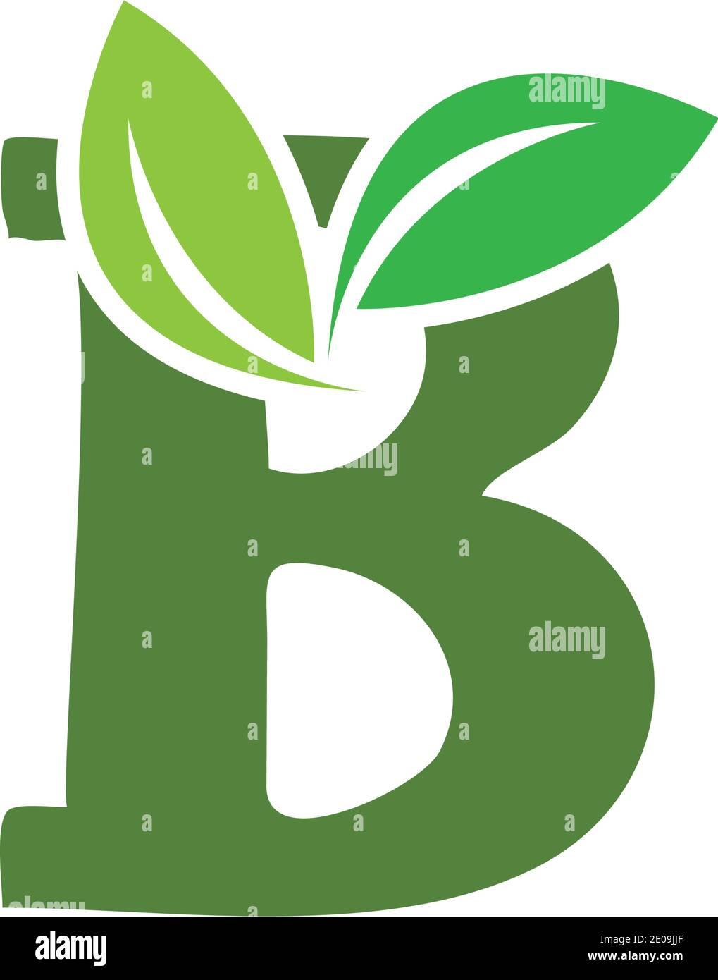 Green leaf and letter B monogram logo design vector Stock Vector Image ...