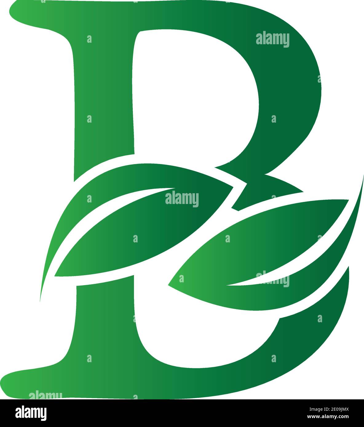 Green leaf and letter B monogram logo design vector Stock Vector Image ...