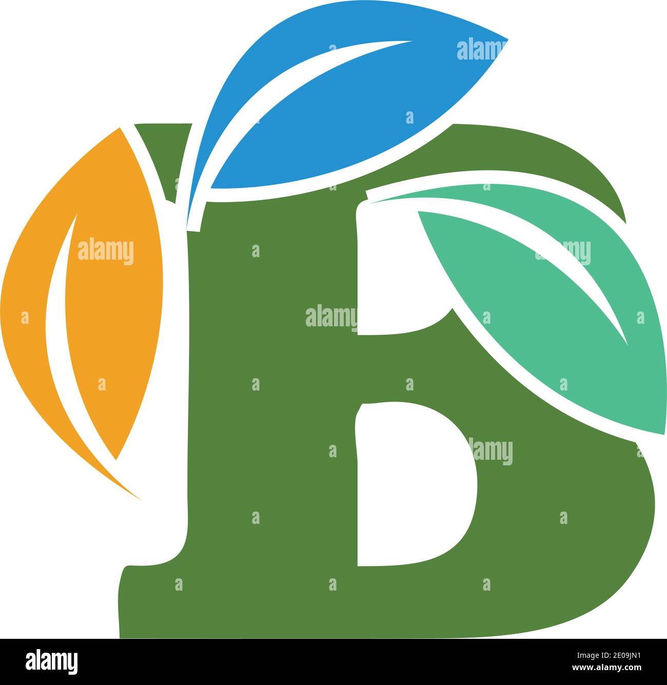 Green leaf and letter B monogram logo design vector Stock Vector Image ...