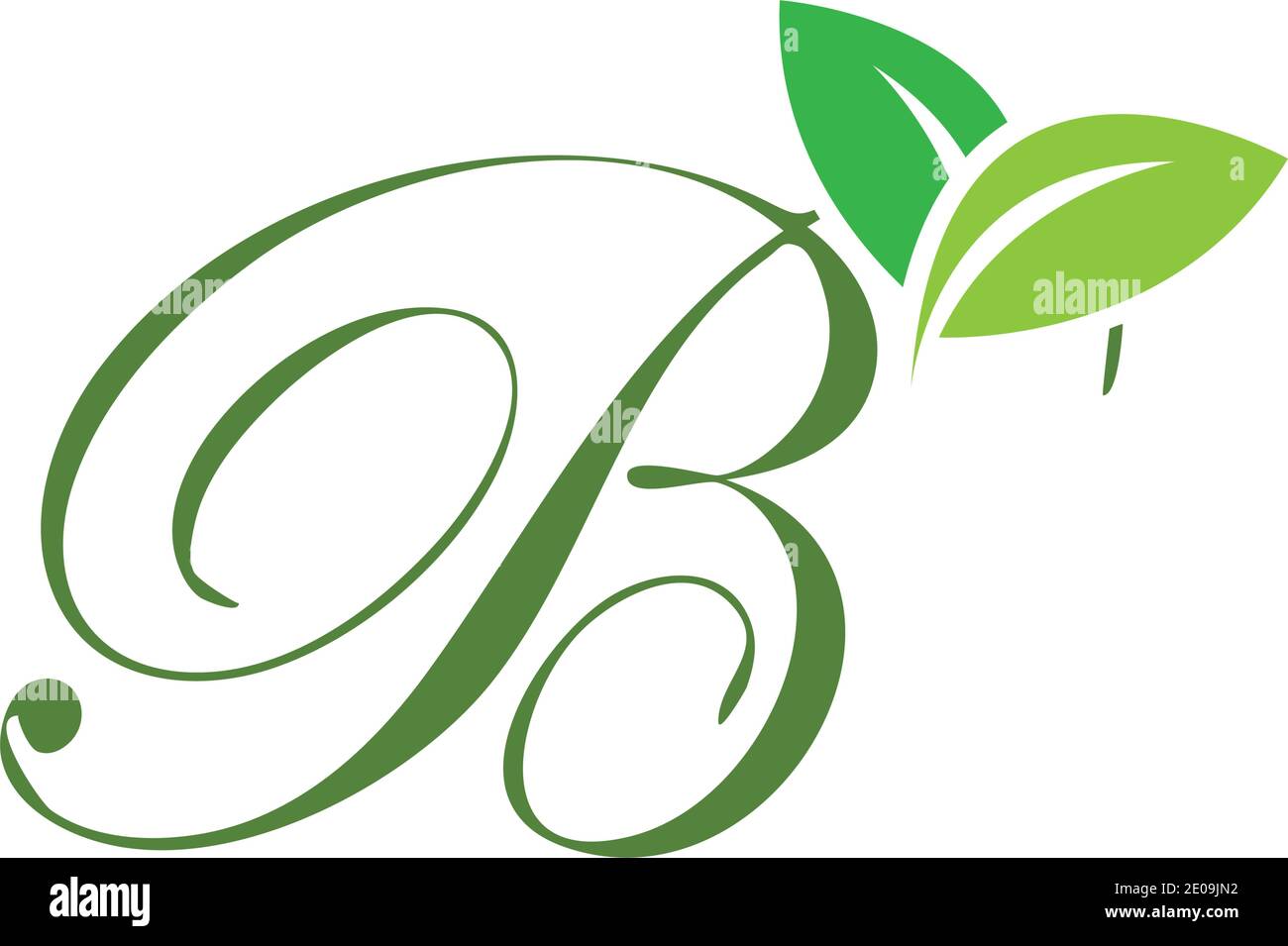 Green leaf and letter B monogram logo design vector Stock Vector Image ...