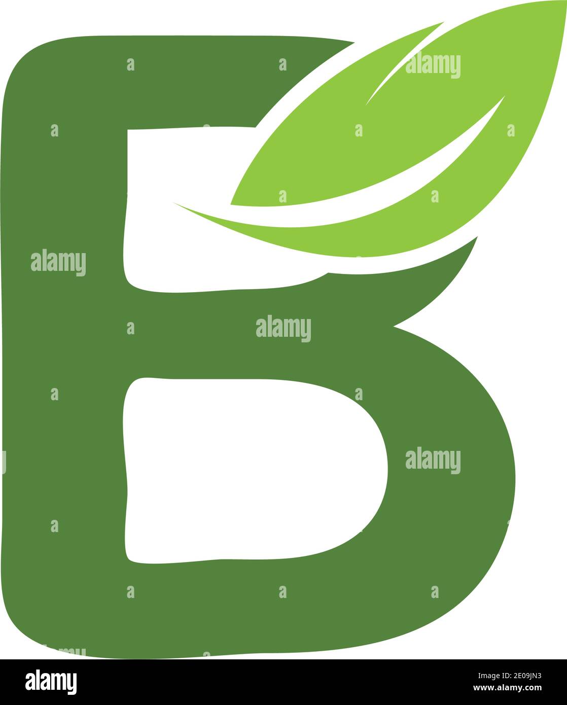 Green leaf and letter B monogram logo design vector Stock Vector Image ...