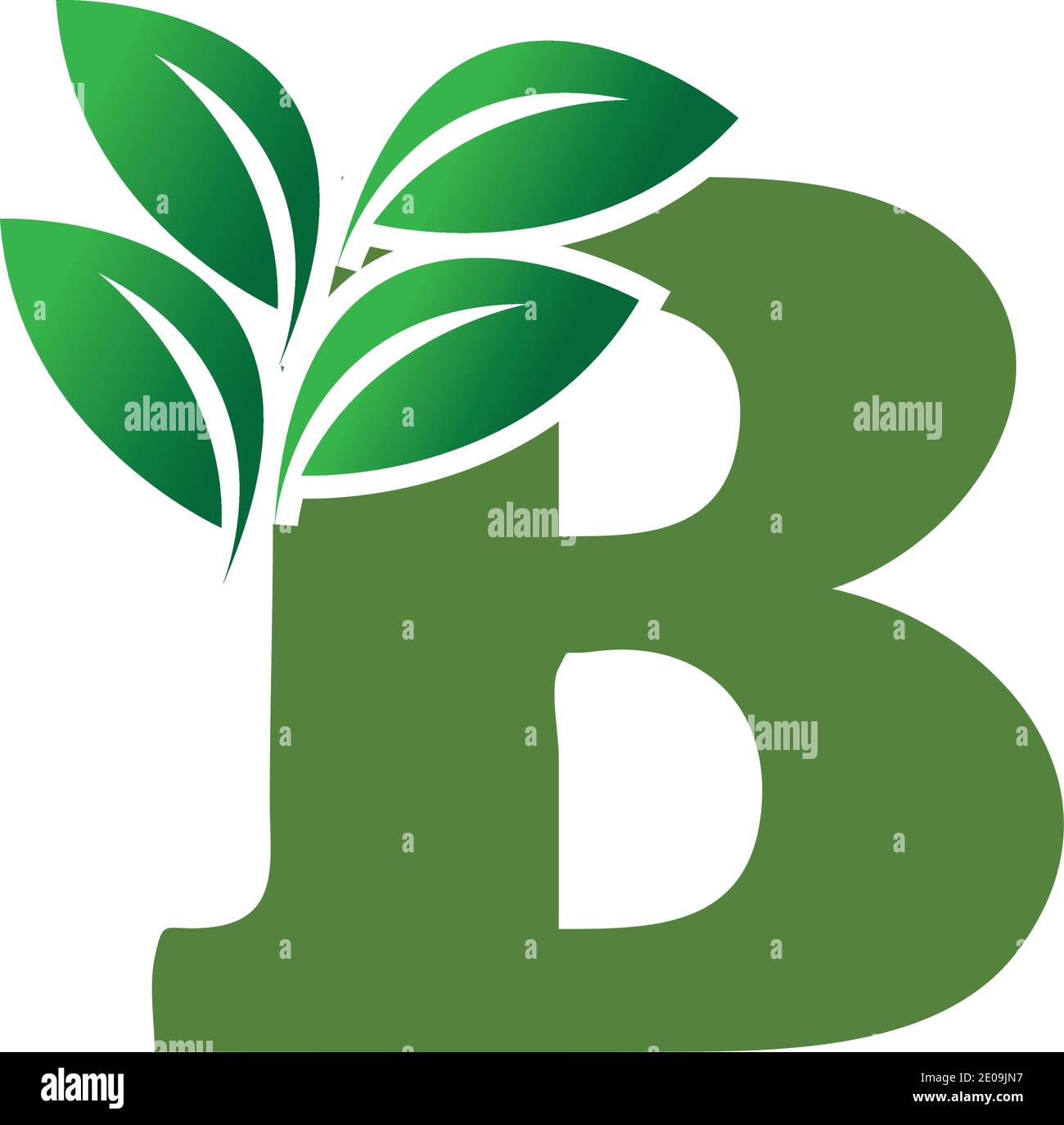 Green leaf and letter B monogram logo design vector Stock Vector Image ...