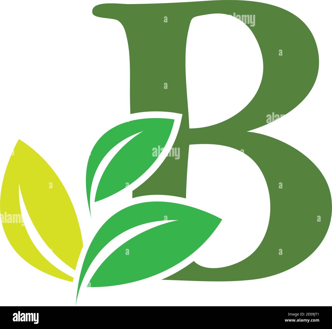 Green leaf and letter B monogram logo design vector Stock Vector Image ...