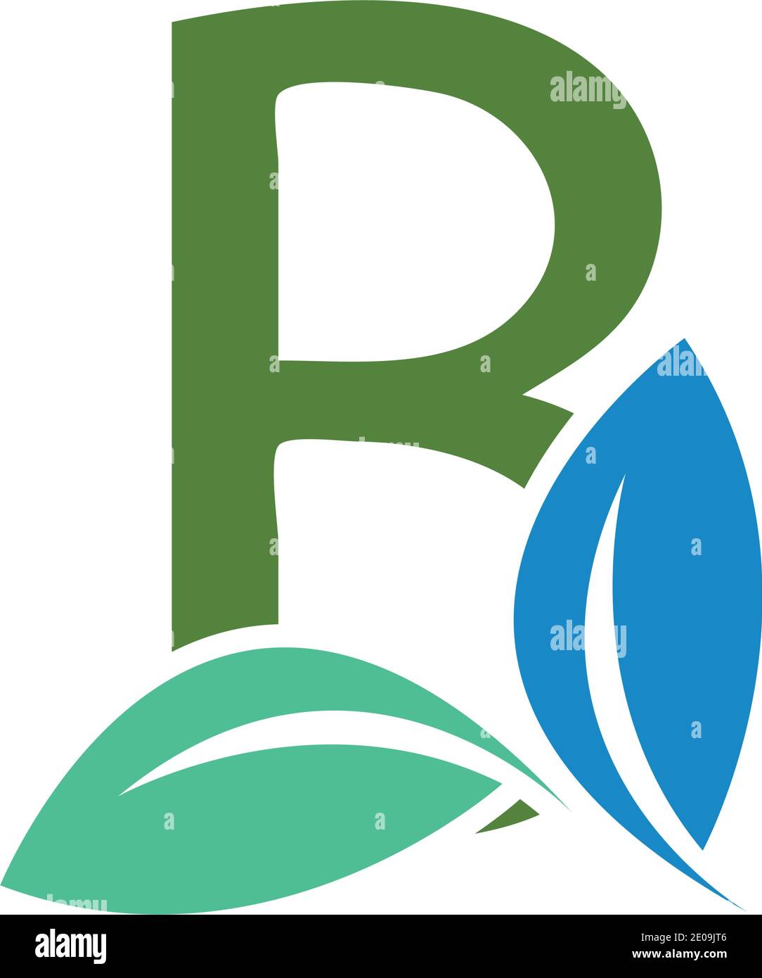 Green leaf and letter B monogram logo design vector Stock Vector Image ...